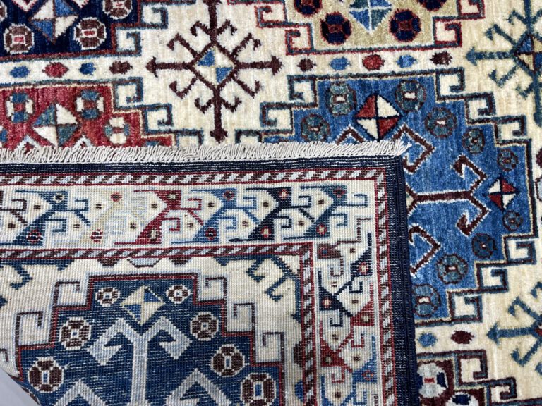 Handmade Tribal Kazak Wool Area Rug (4’5″ x 6’2″) | Yamil Craft