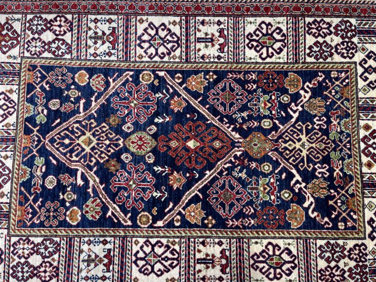 Handmade Blue Afghan Tribal Wool Rug (4′ x 6′) | Yamil Craft