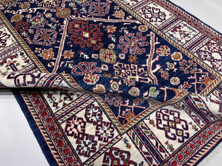 Handmade Blue Afghan Tribal Wool Rug (4′ x 6′) | Yamil Craft