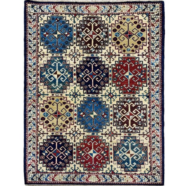 Handmade Tribal Kazak Wool Area Rug (4’5″ x 6’2″) | Yamil Craft