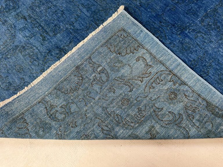 Handmade Blue Afghan Overdye Wool Area Rug (7’9″ X 10’1″) | Yamil Craft