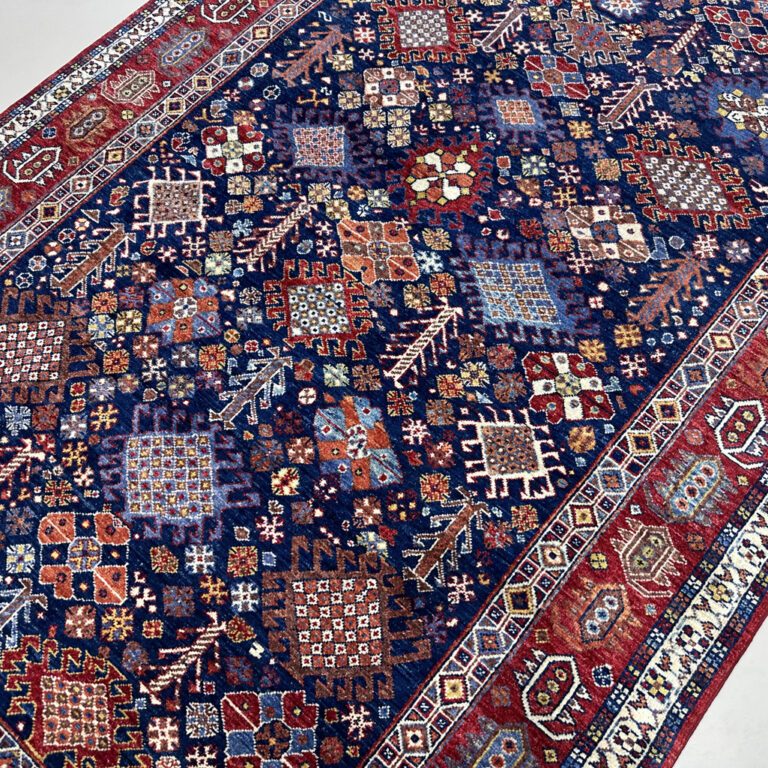 Handmade Navy Blue Qashqai Tribal Wool Area Rug (5′ x 8′) | Yamil Craft